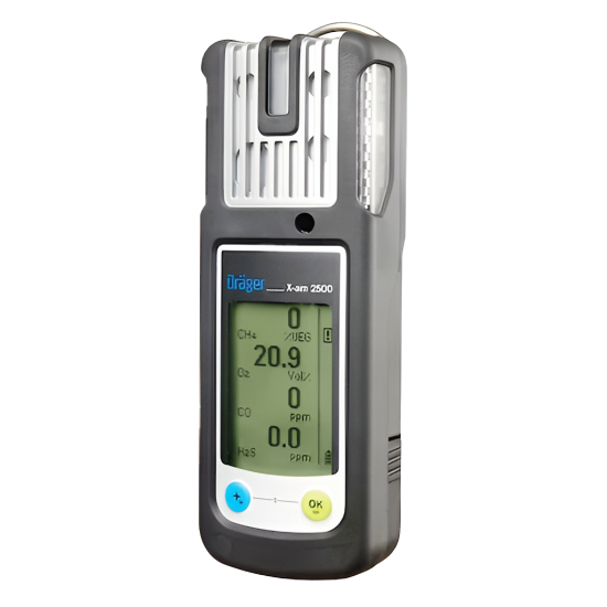 DETECTOR DRAGER MULTIGAS X-AM 2500 INDUSTRIAL (H2S,CO,O2,LEL) (CON CARGADOR Y ADAPTADOR)